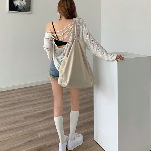 Kendra Oversize Criss Cross Back Light Knit Top – The Wildflower Shop