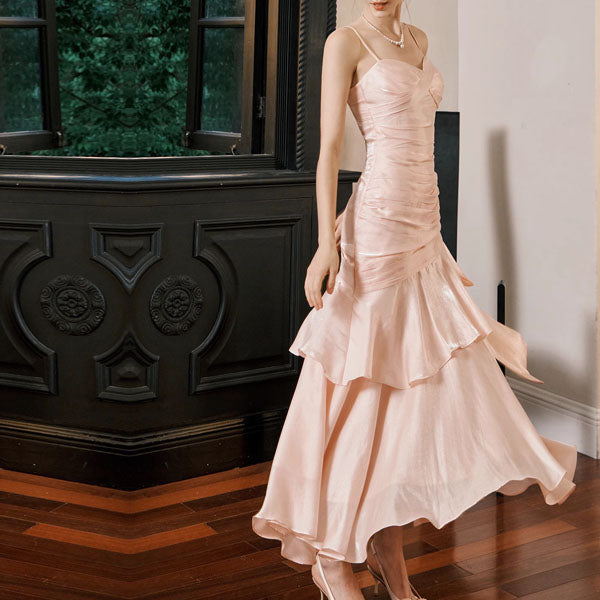 Pamela Pastel Pink Enchanting Ruffled Tiered Maxi Dress – The ...